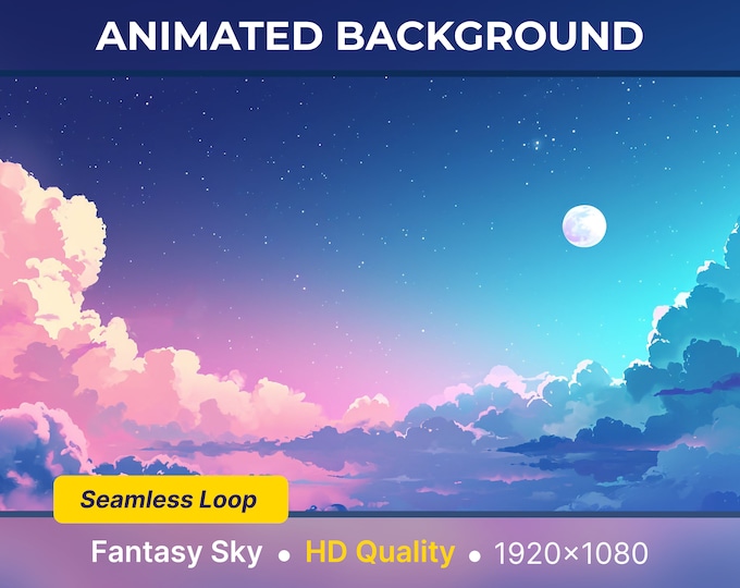 Animated Background Fantasy Sky Animated Twitch Screen Looped Vtuber ...