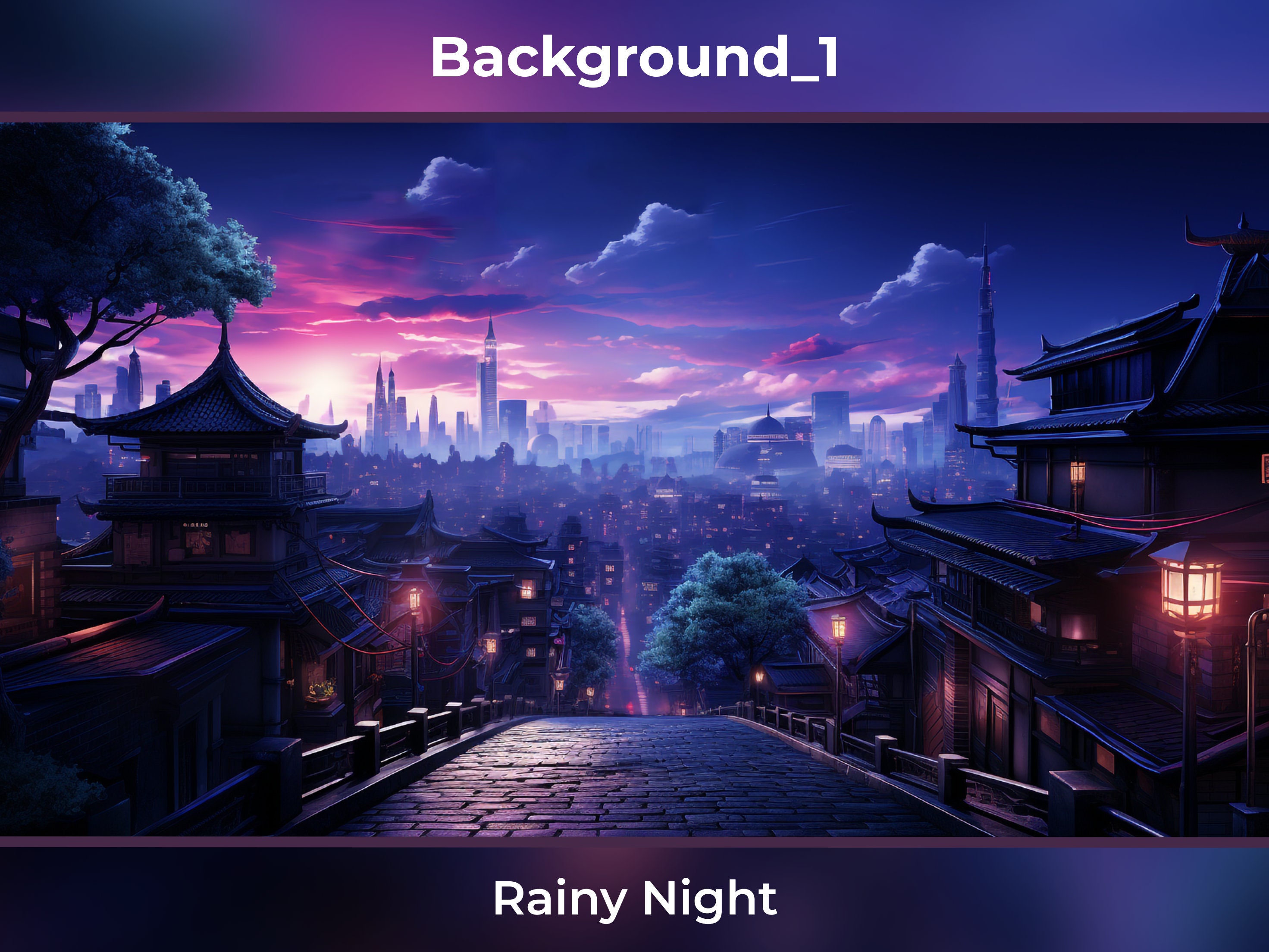 Animated Virtual Background Rainy Night Vtuber Background Twitch Screen ...