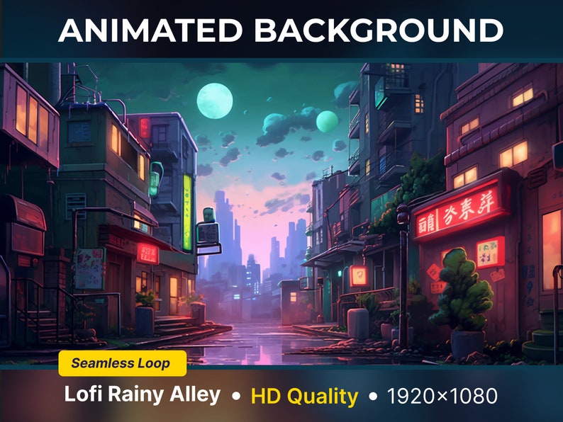Animated Background Lofi Rainy Alley Vtuber Background Twitch - Etsy