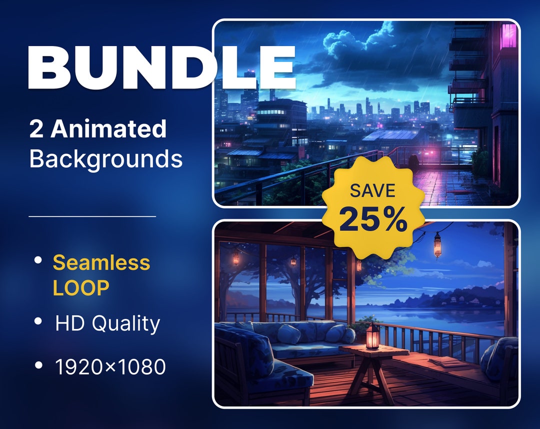 Animated Virtual Background Rainy Night Vtuber Room Background Twitch ...