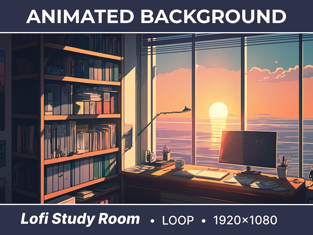 Animated Virtual Background Cozy Lofi Study Room Looped Vtuber ...