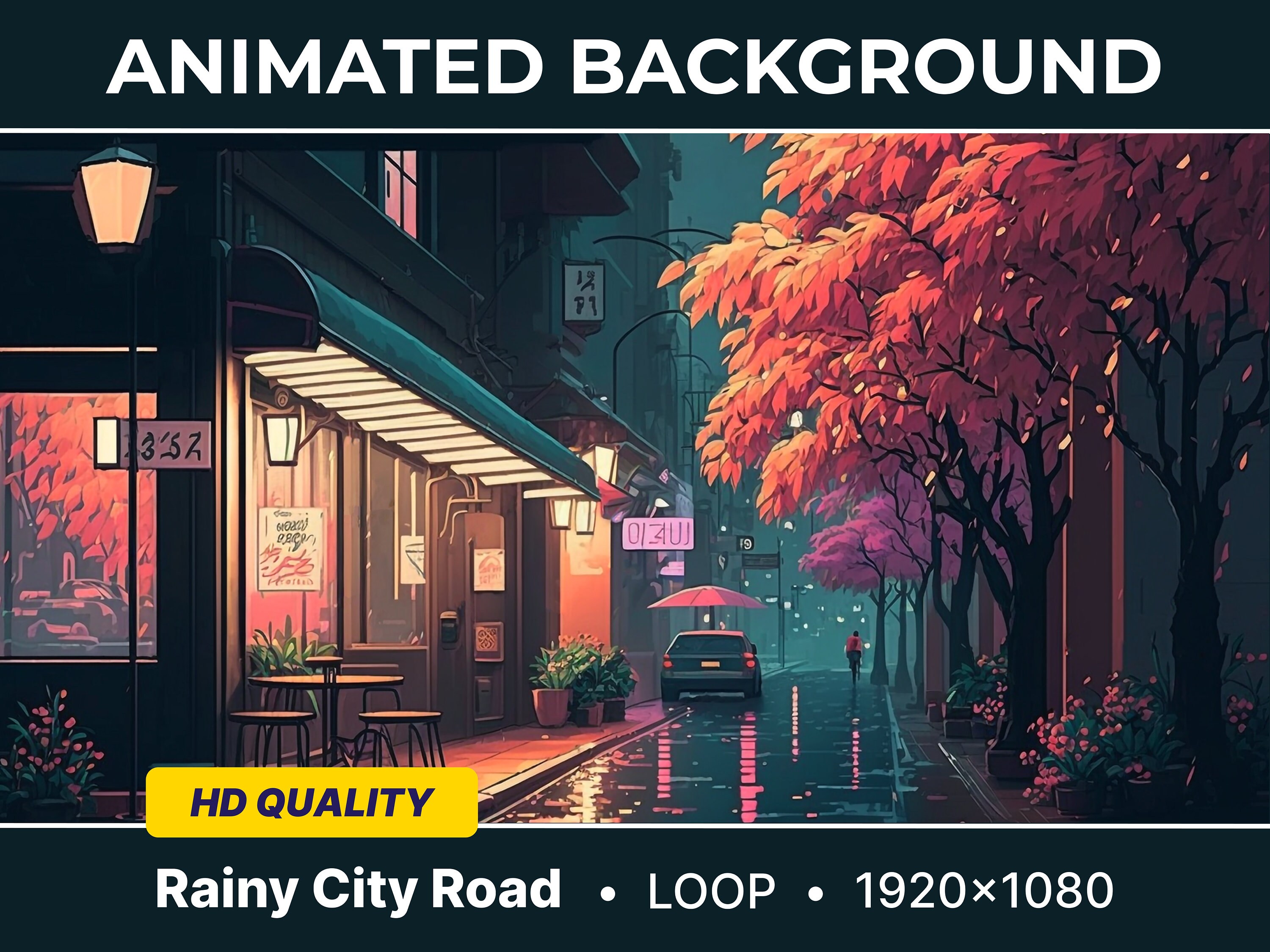 Rainy City Street Wallpaper