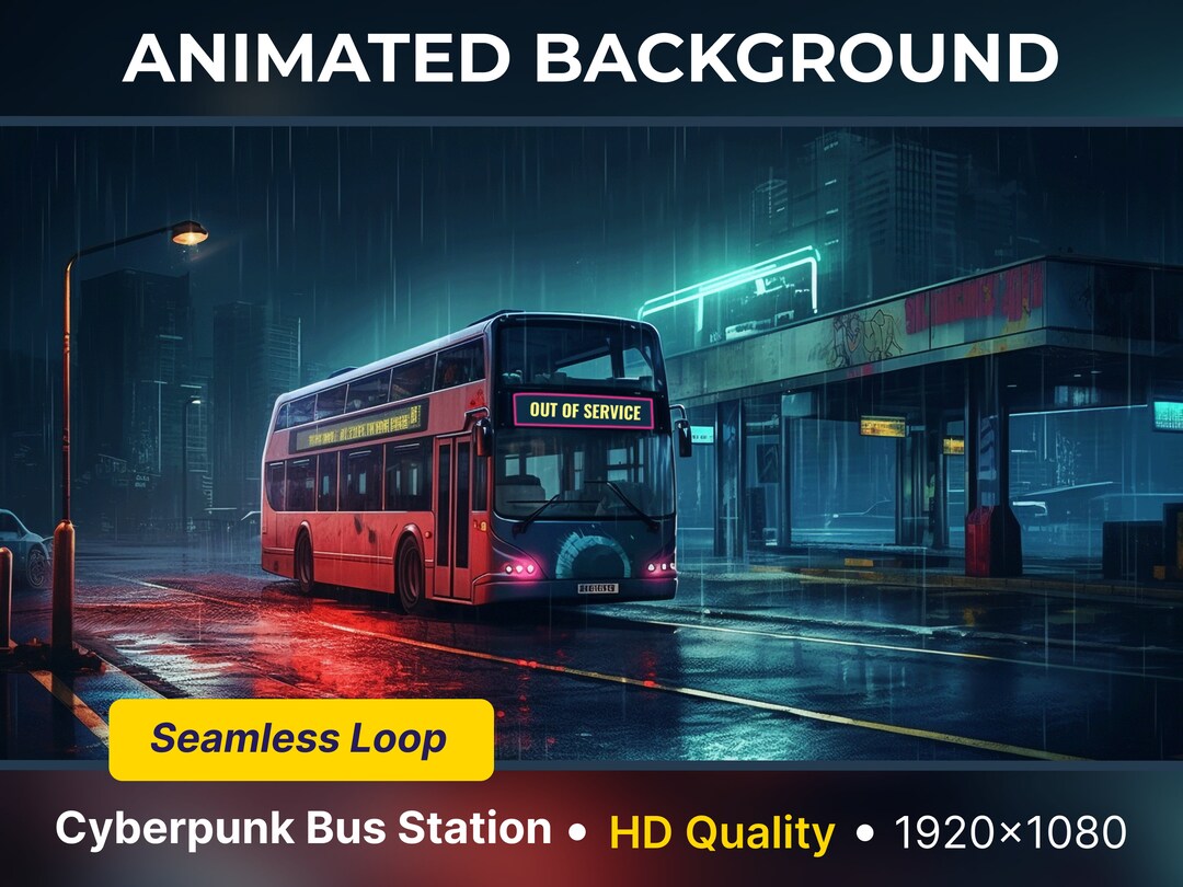 Animated Background Cyberpunk Bus Station Vtuber Background Twitch ...