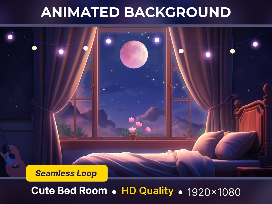 Animated Stream Screen Cute Bedroom Looped Vtuber Background Twitch ...