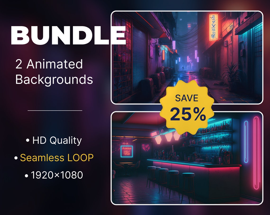 Animated Virtual Background Cyberpunk Bundle Vtuber Background - Etsy ...
