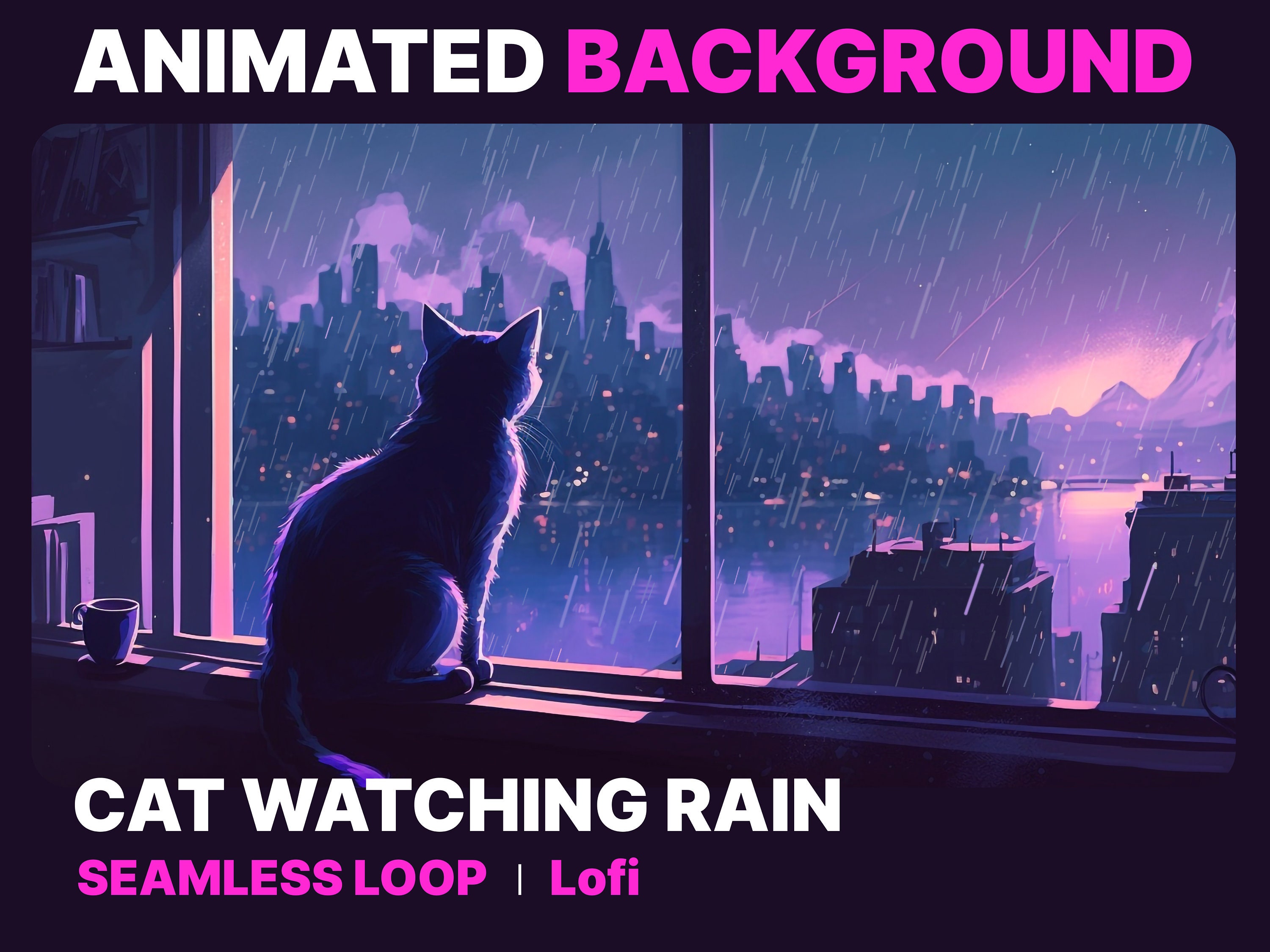 ANIMATED VIRTUAL BACKGROUND Cozy Cat Watching Rain Cozy - Etsy