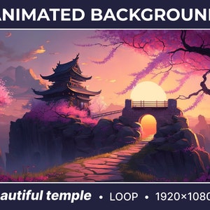 Animated Virtual Background Beautiful Chinese Temple Looped Vtuber ...