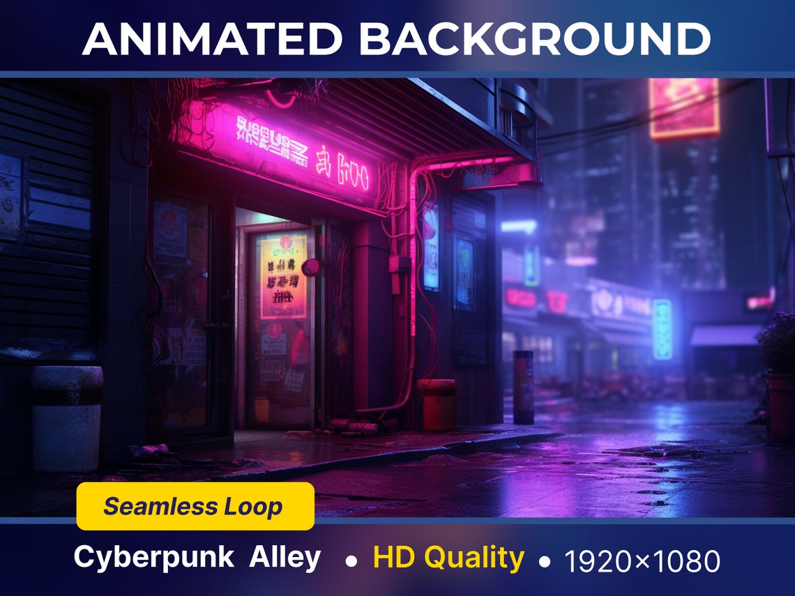 Animated Virtual Background Stream Screen Cyberpunk Alley - Etsy