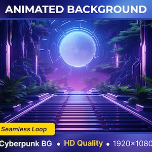 Animated Stream Screen Cyberpunk Background Looped Vtuber Background ...