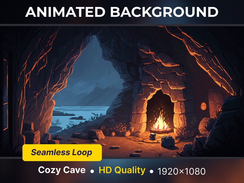 Animated Background Cozy Cave Vtuber Room Lofi Background - Etsy