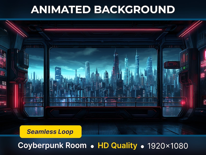 Animated Stream Screen Cyberpunk Room Looped Vtuber Background Twitch ...