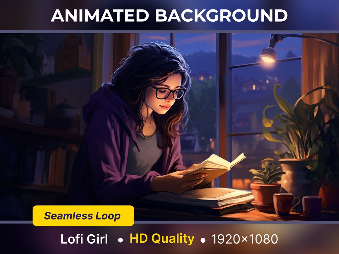 Animated Lofi Girl Virtual Background: Twitch Stream Vtuber Overlay - Etsy