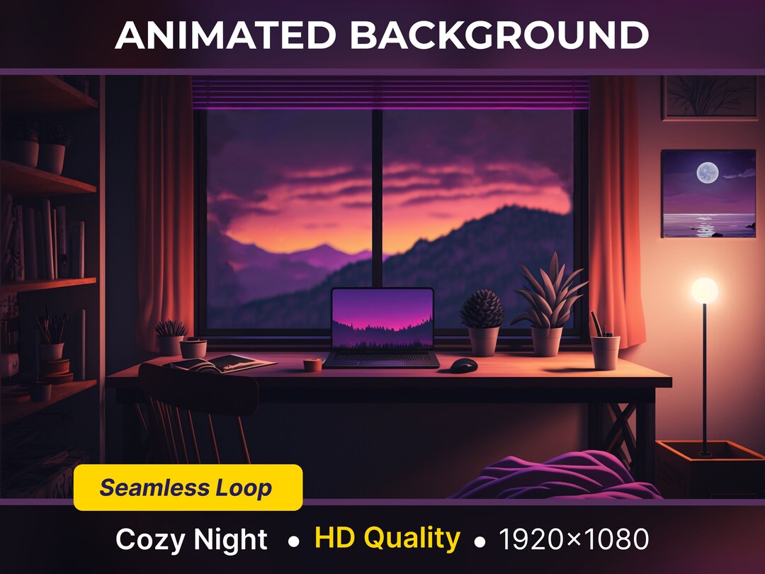 Animated Virtual Background Cozy Night Vtuber Background Twitch ...