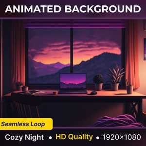 Animated Virtual Background Cozy Night Vtuber Background Twitch ...