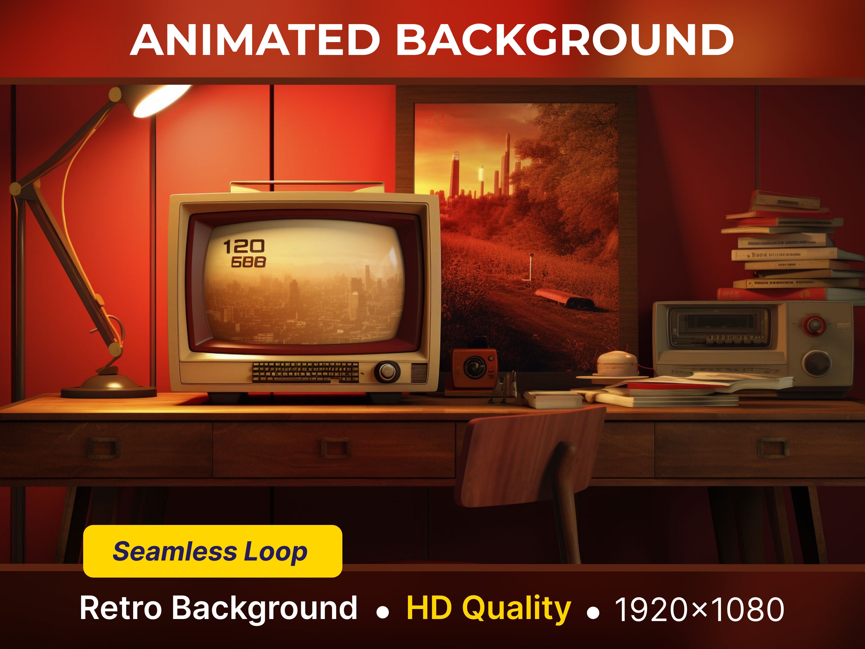 Animated Retro Background Lofi Vtuber Room Twitch Streaming Screen ...