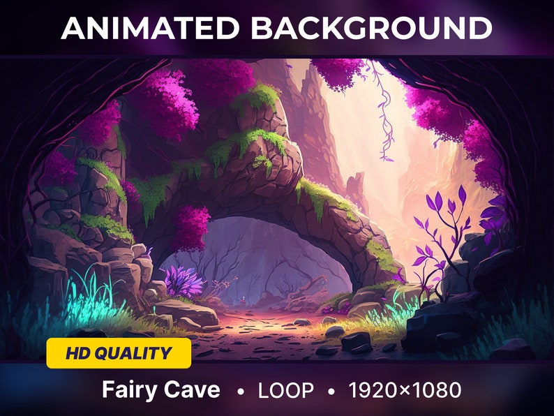 Animated Virtual Background Fairy Cave Vtuber Background Twitch ...