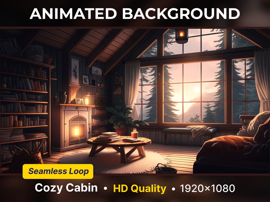 Animated Virtual Background Cozy Cabin Vtuber Background Twitch Stream ...