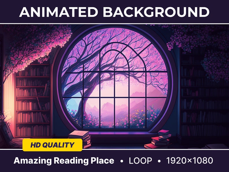 Animated Virtual Background Beautiful Reading Corner Looped - Etsy