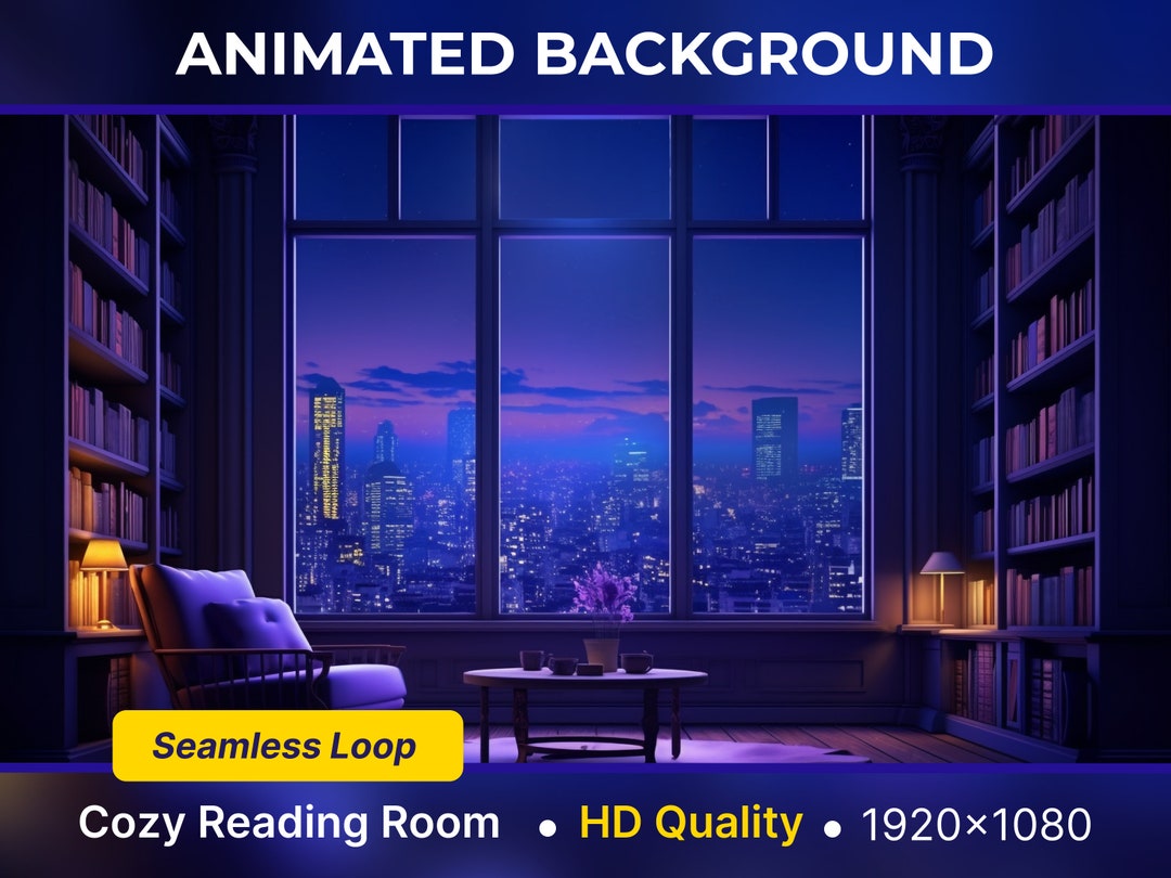 Animated Virtual Background Reading Room Looped Vtuber Background ...