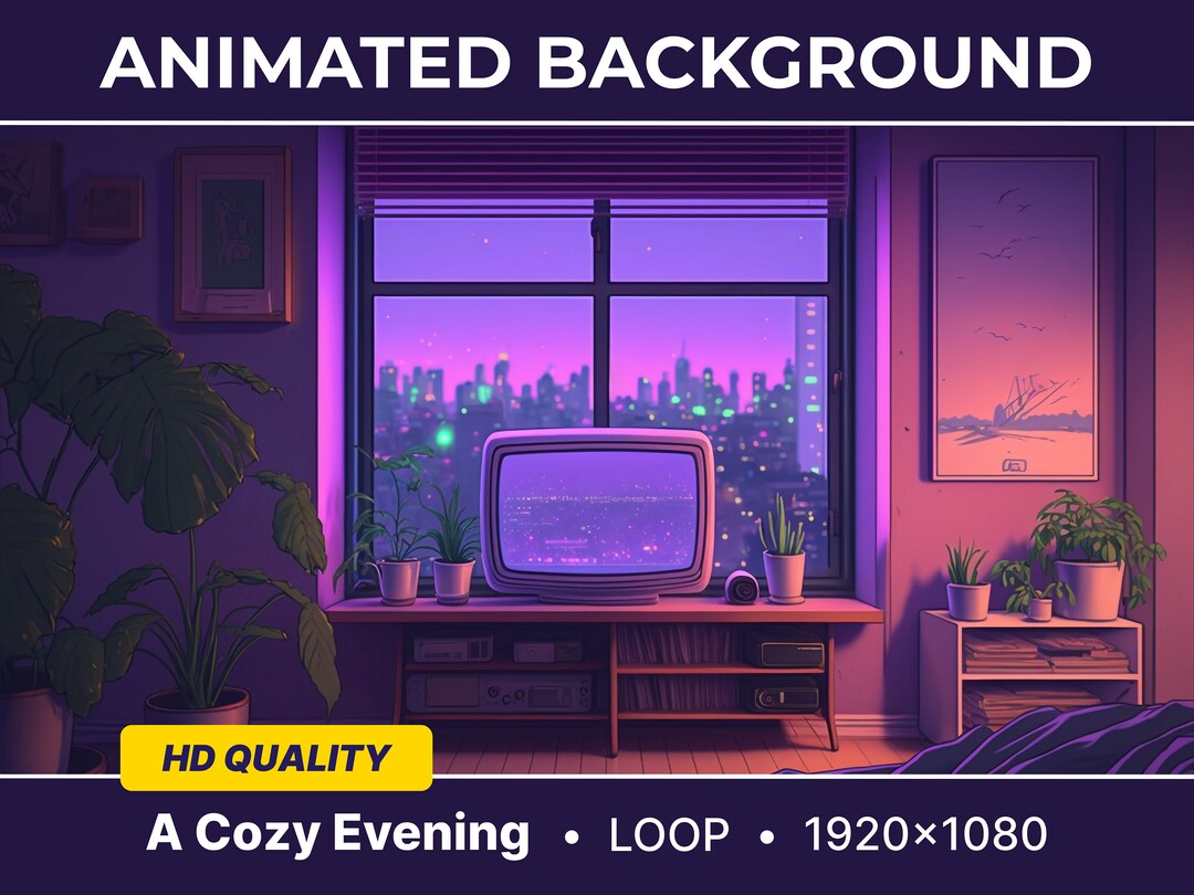 Animated Virtual Background A Cozy Evening Looped Vtuber Background ...