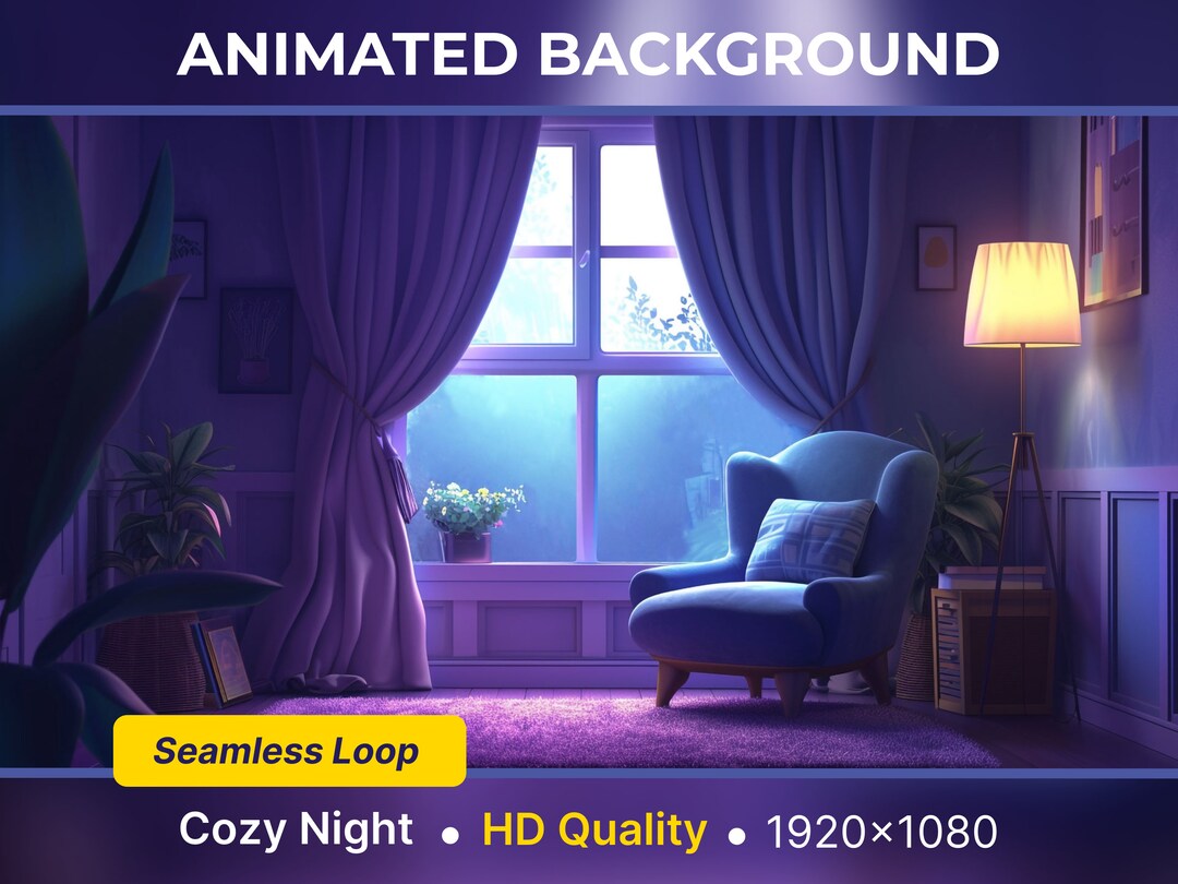 Animated Stream Screen Cozy Night Looped Vtuber Background Twitch ...