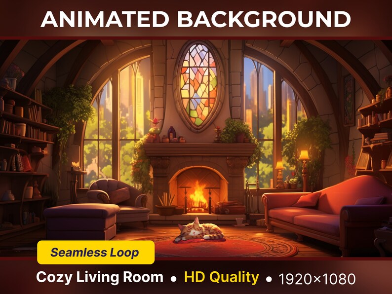 Animated Virtual Background Cozy Living Room Looped Vtuber - Etsy