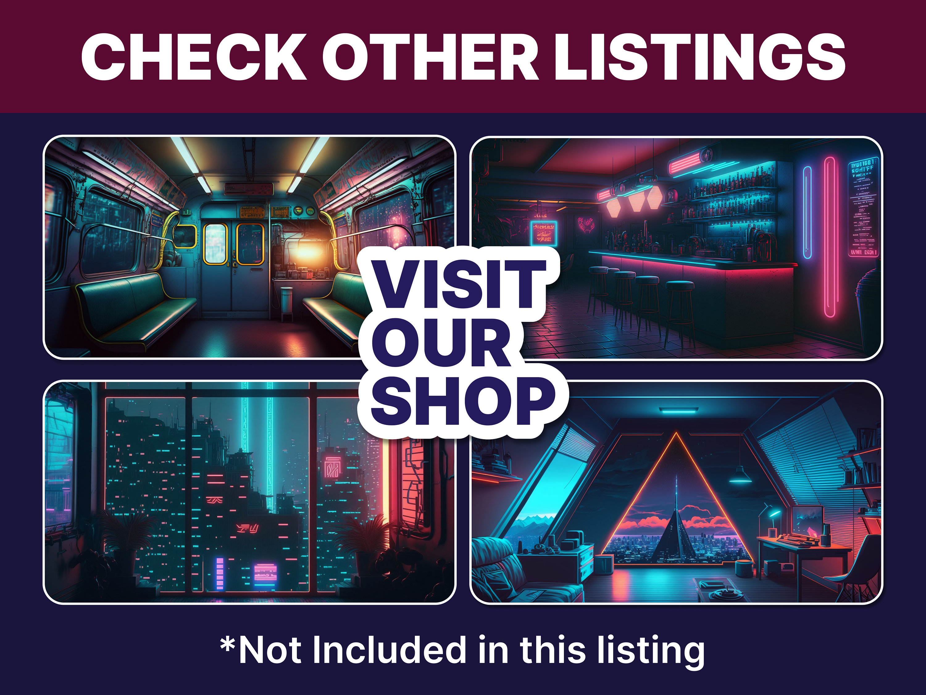 Animated Virtual Background Stream Screen Cyberpunk Living Room Looped ...