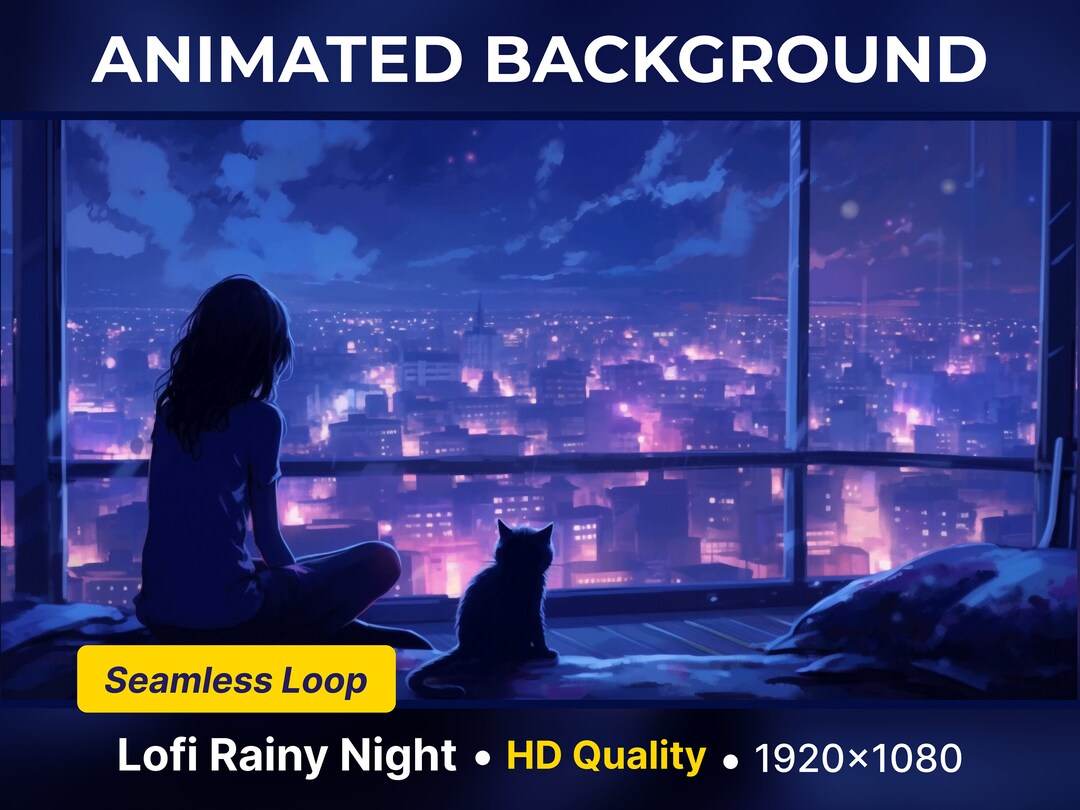 Animated Background Lofi Rainy Night Vtuber Room Animated Vtuber ...