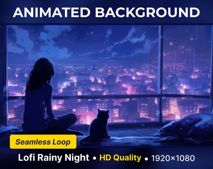 Animated Background Lofi Rainy Night Vtuber Room Animated Vtuber ...