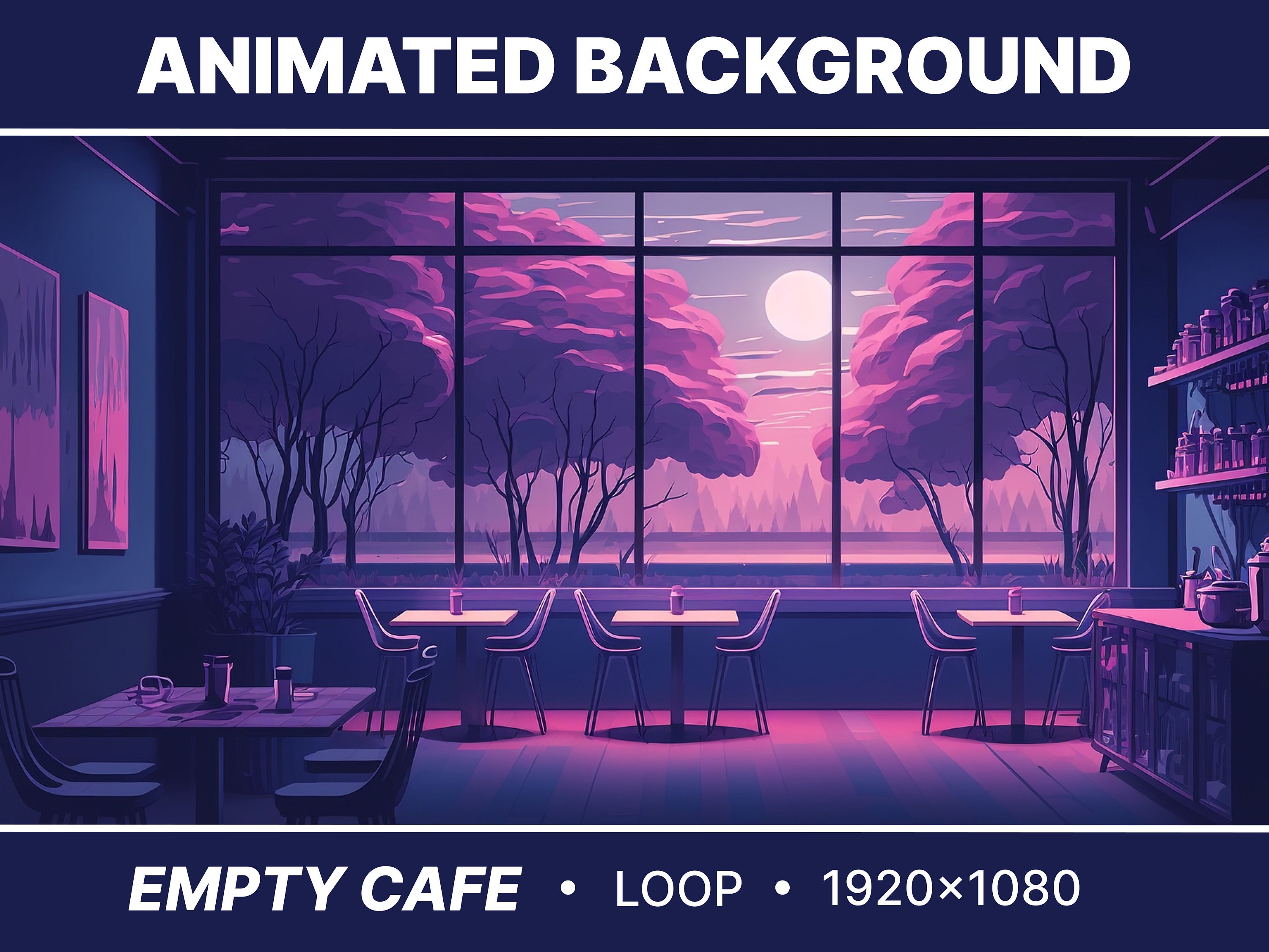Animated Virtual Background Cozy Empty Cafe Ambience Style Looped ...
