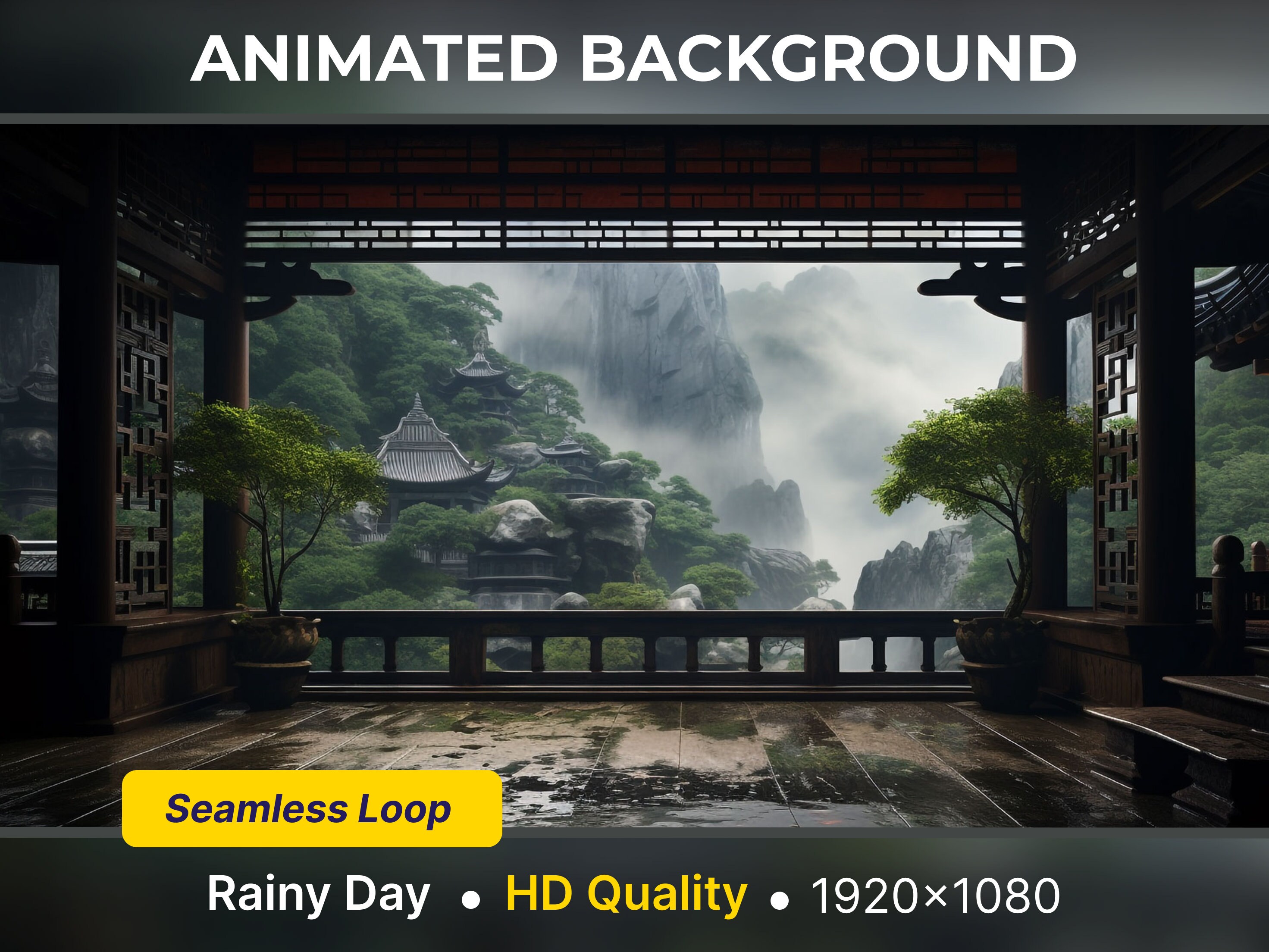 Animated Virtual Background Rainy Day Lofi Vtuber Background Twitch ...