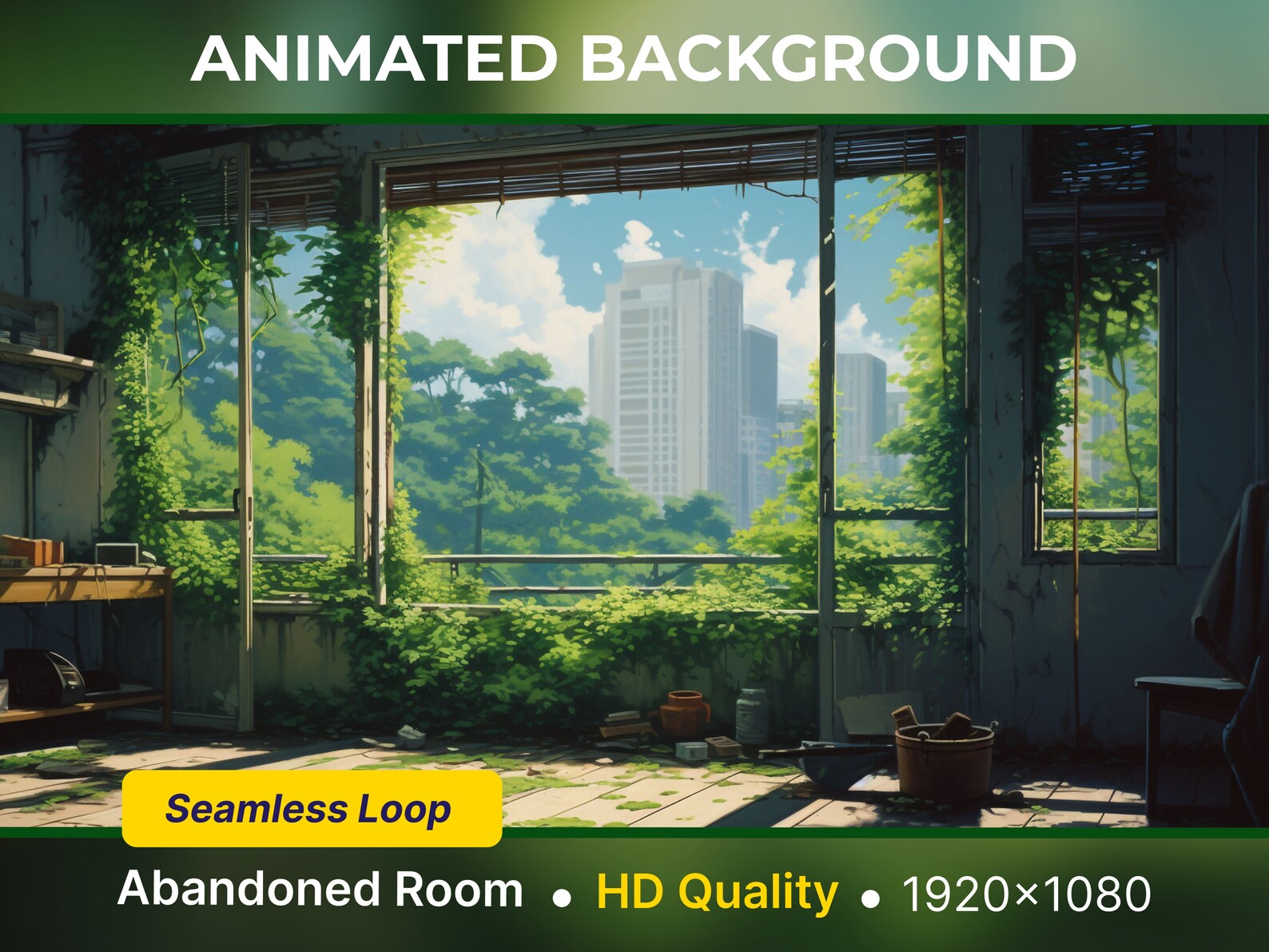 Animated Virtual Background Abandoned Room Vtuber Background Twitch ...
