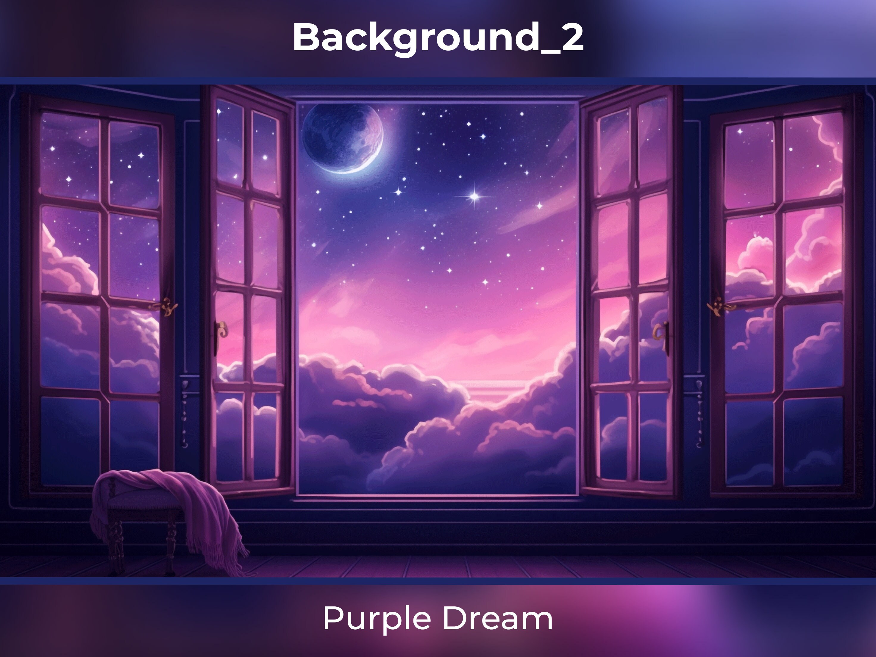 Animated Virtual Background Purple Dream Vtuber Cute Background Twitch ...
