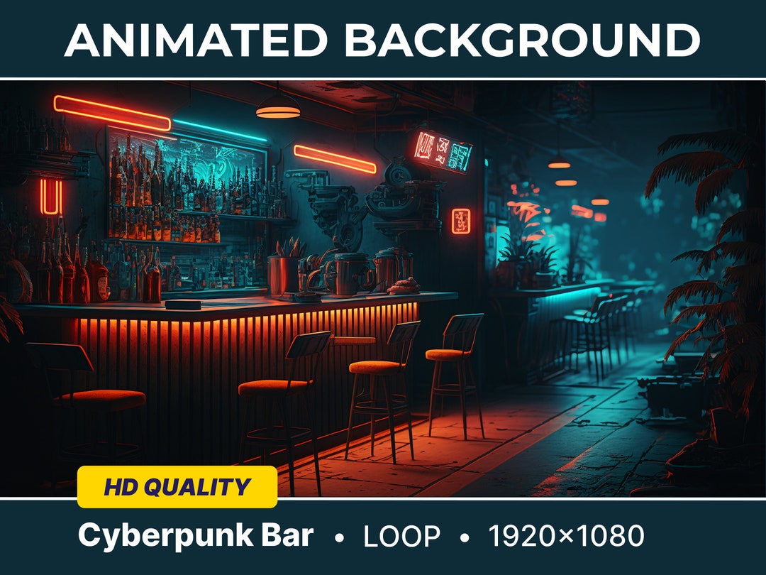 Animated Virtual Background A Cool Evening Bar Looped Vtuber Background ...