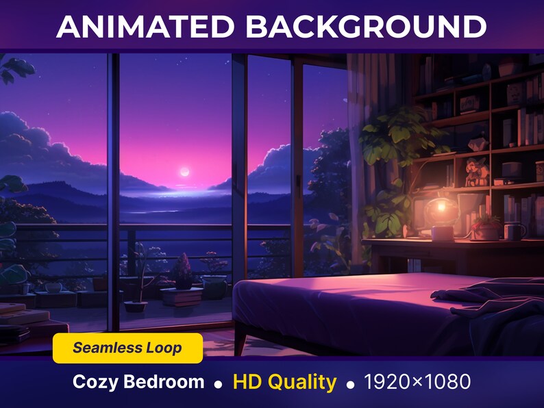 Animated Virtual Background Cozy Bedroom Vtuber Background Twitch ...