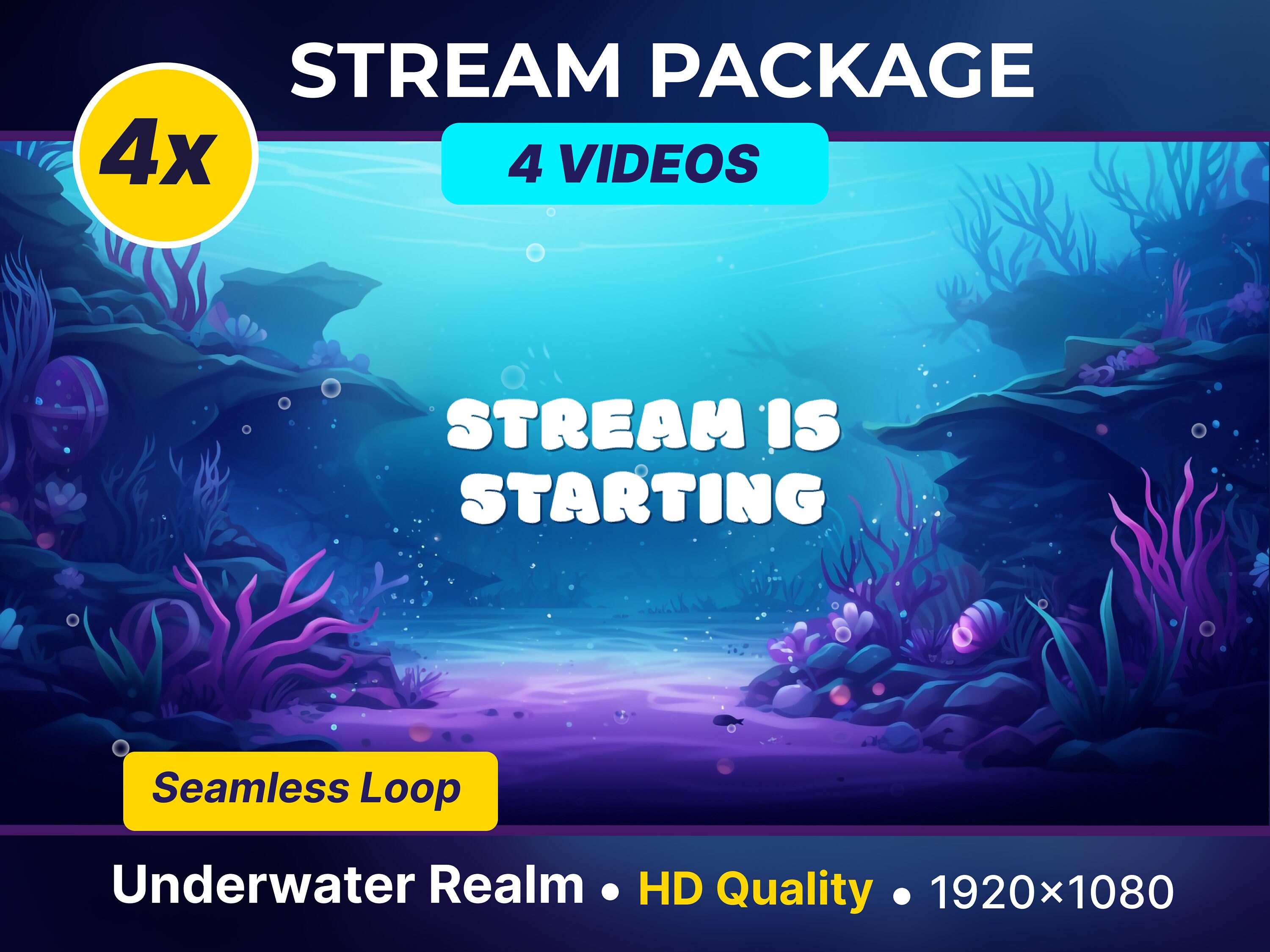 Animated Stream Pack Underwater Realm Twitch Streaming Package Animated ...