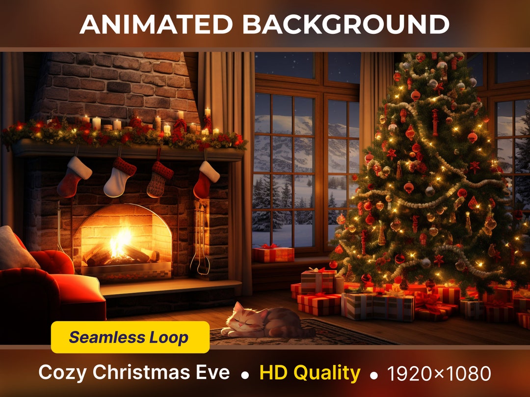 Animated Background Stream Screen Christmas Eve Vtuber Lofi Background ...