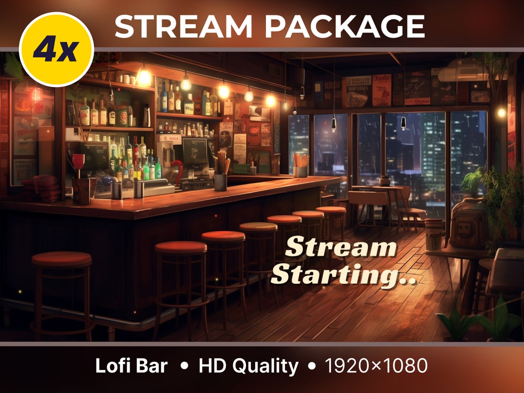 Animated Stream Pack Lofi Bar Twitch Stream Package Lofi Twitch Stream ...