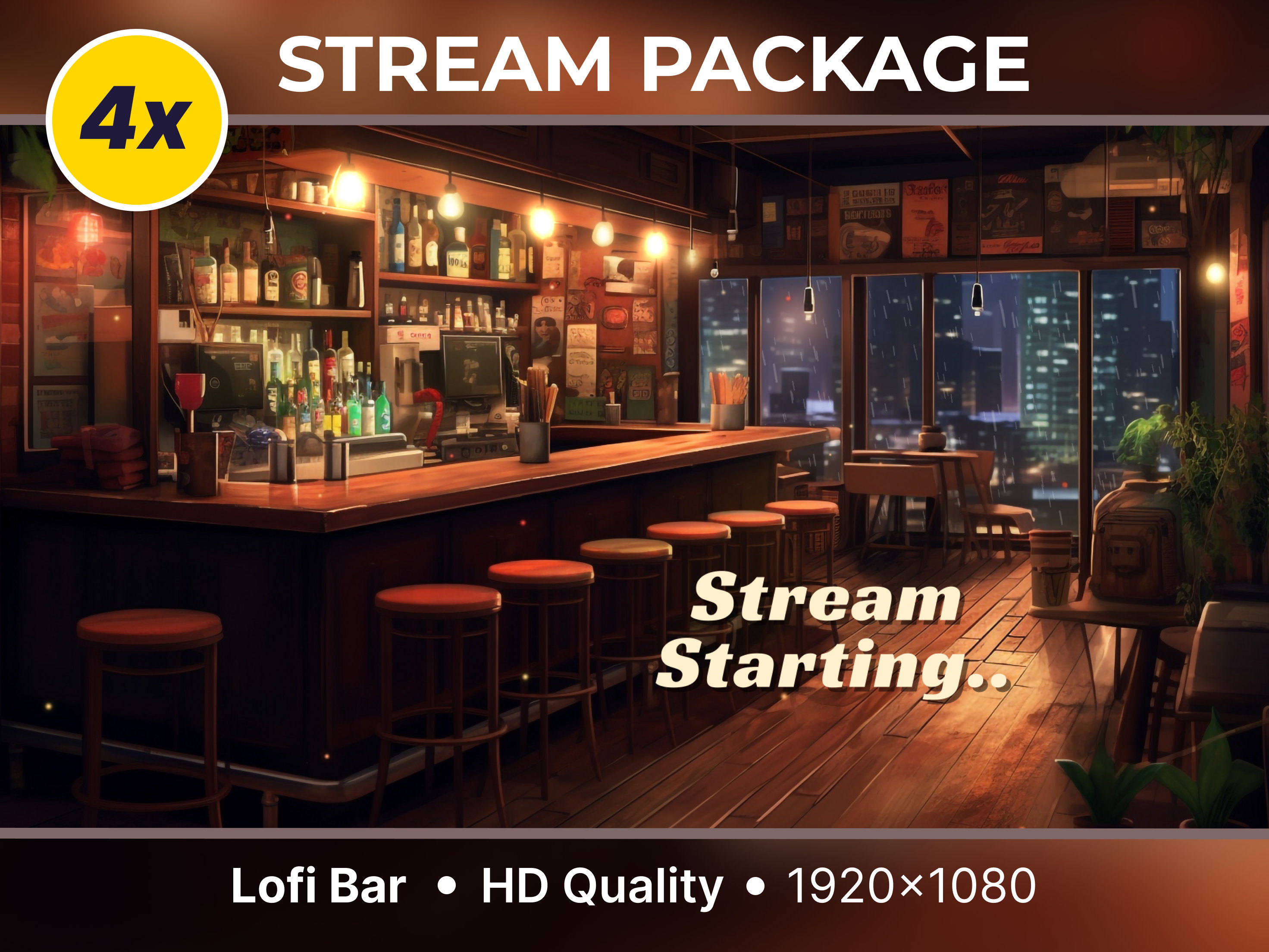 Animated Stream Pack Lofi Bar Twitch Stream Package Lofi Twitch Stream ...