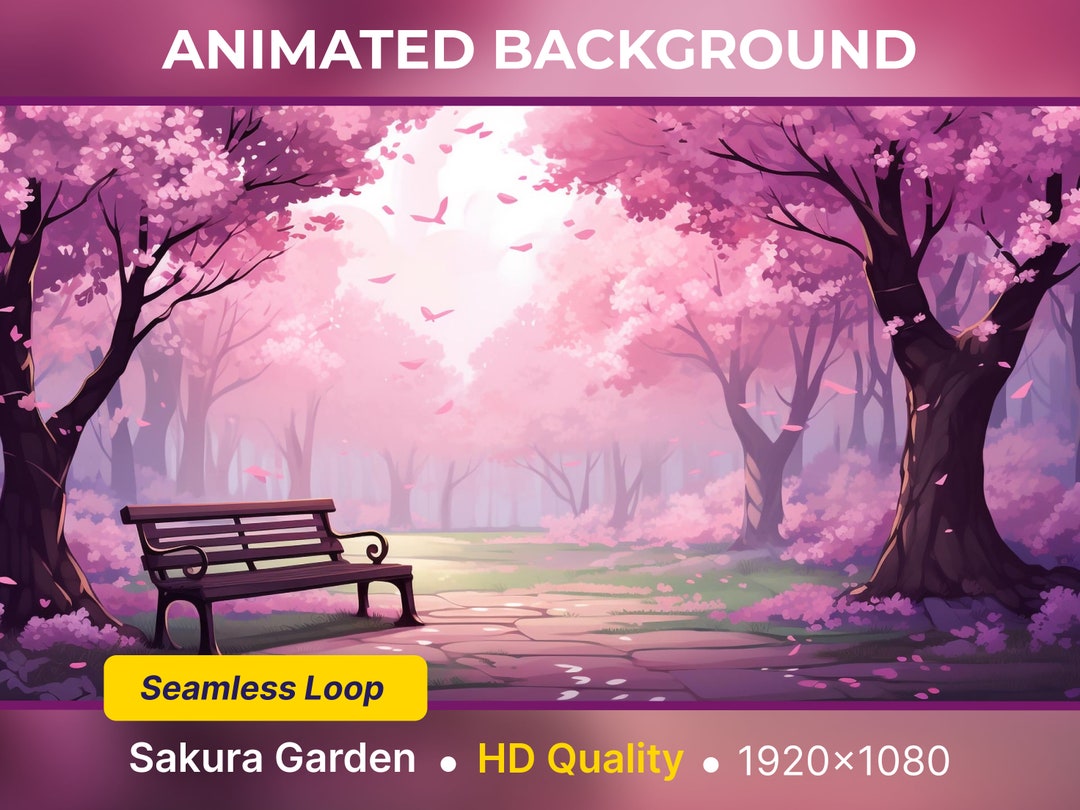 Animated Stream Screen Sakura Garden Looped Vtuber Background Twitch ...