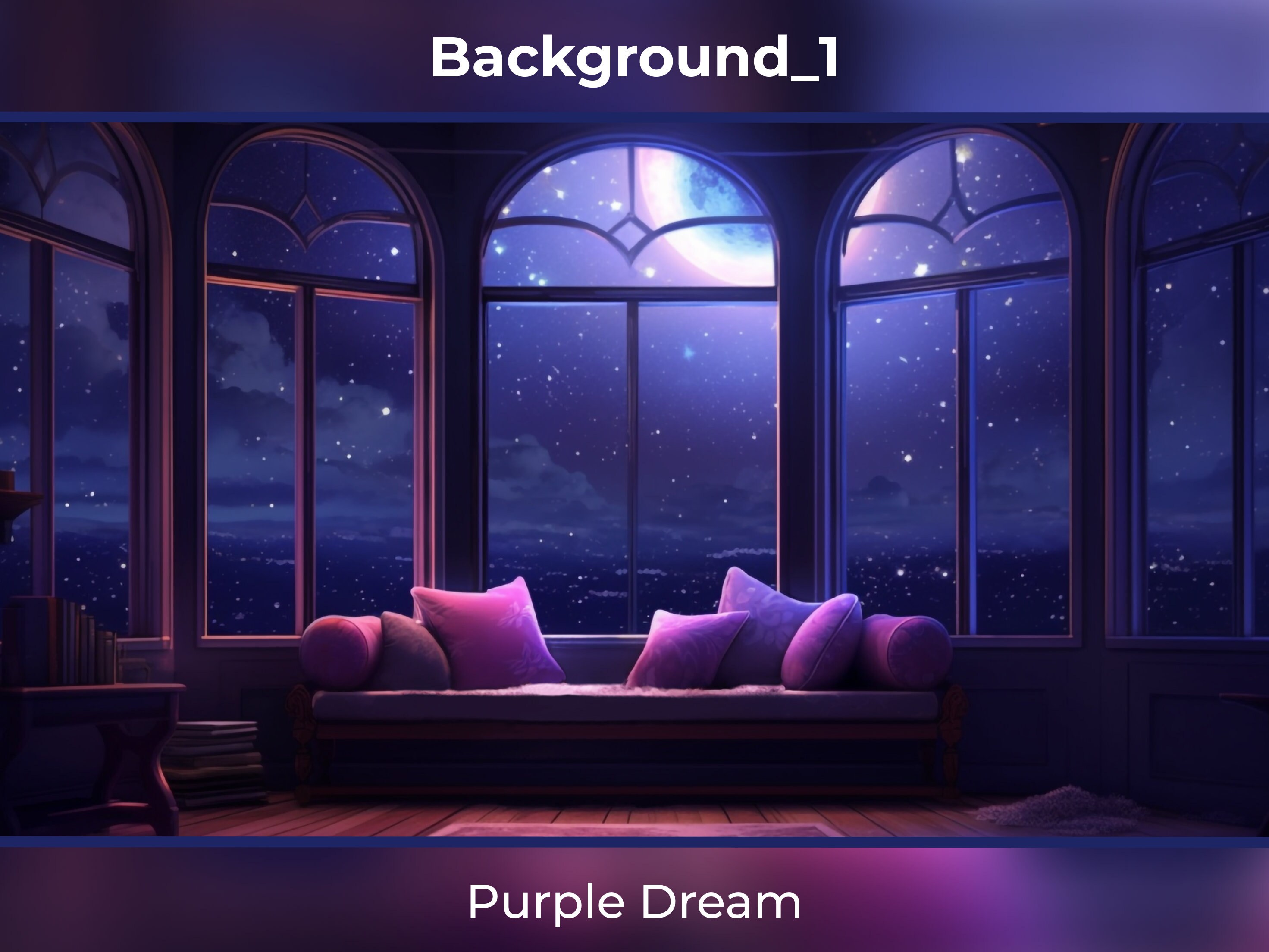 Animated Virtual Background Purple Dream Vtuber Cute Background Twitch Screen Animated Twitch ...