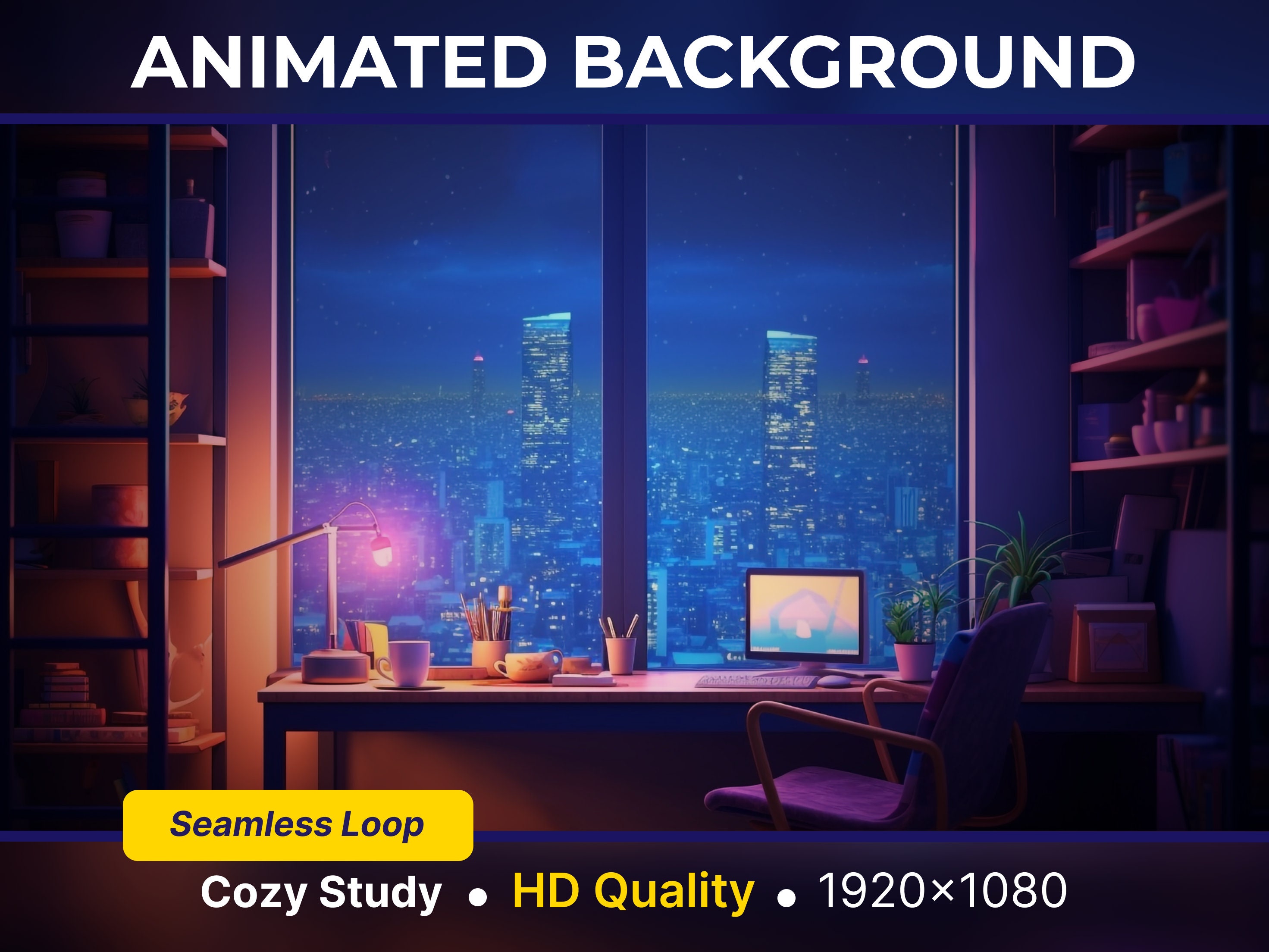 Aminated Virtual Background Lofi Study Stream Overlay Looped Vtuber ...