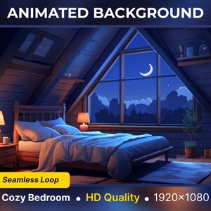 Animated Virtual Background Cozy Bedroom Looped Vtuber Background ...