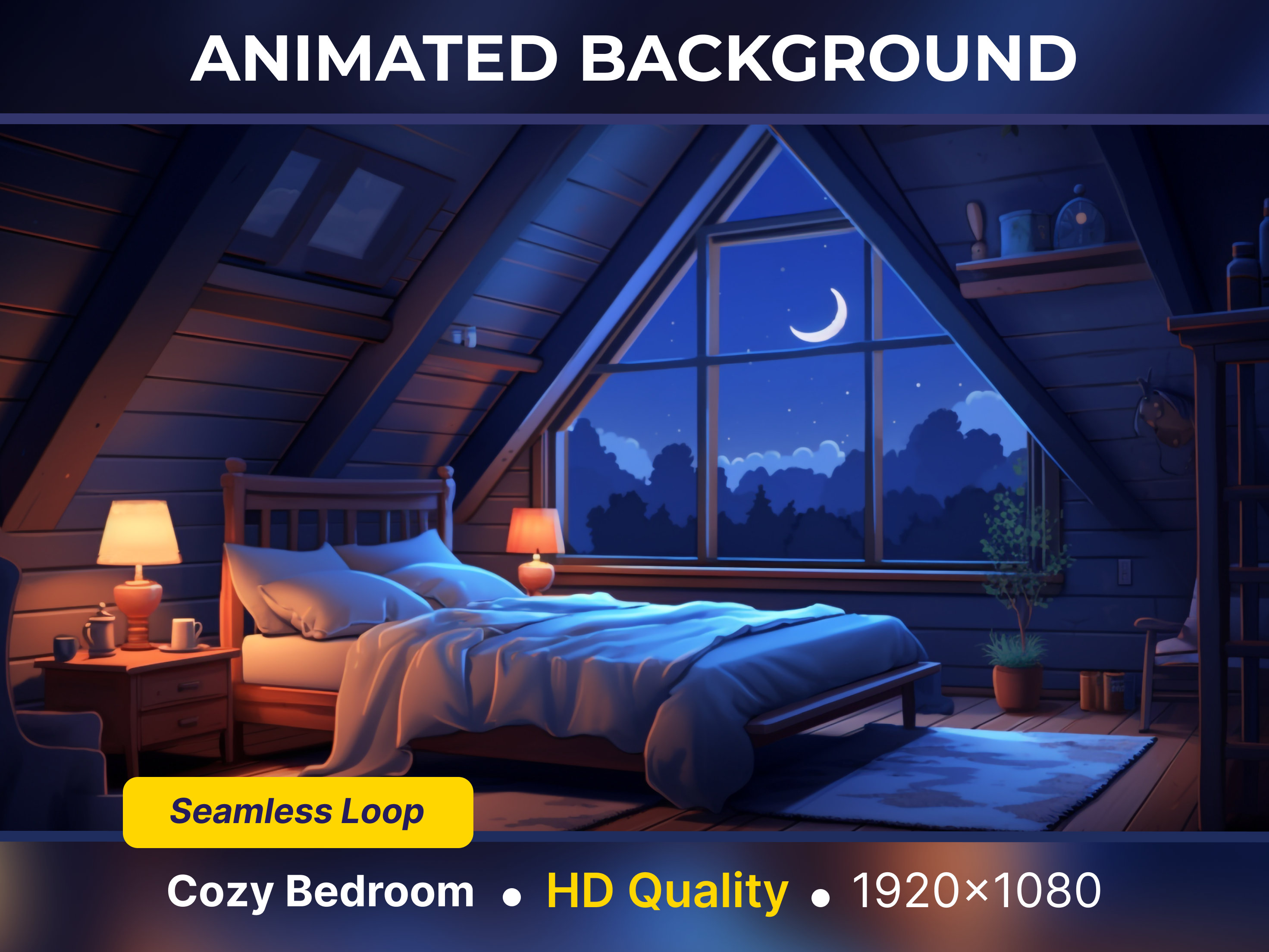 Animated Virtual Background Cozy Bedroom Looped Vtuber - Etsy