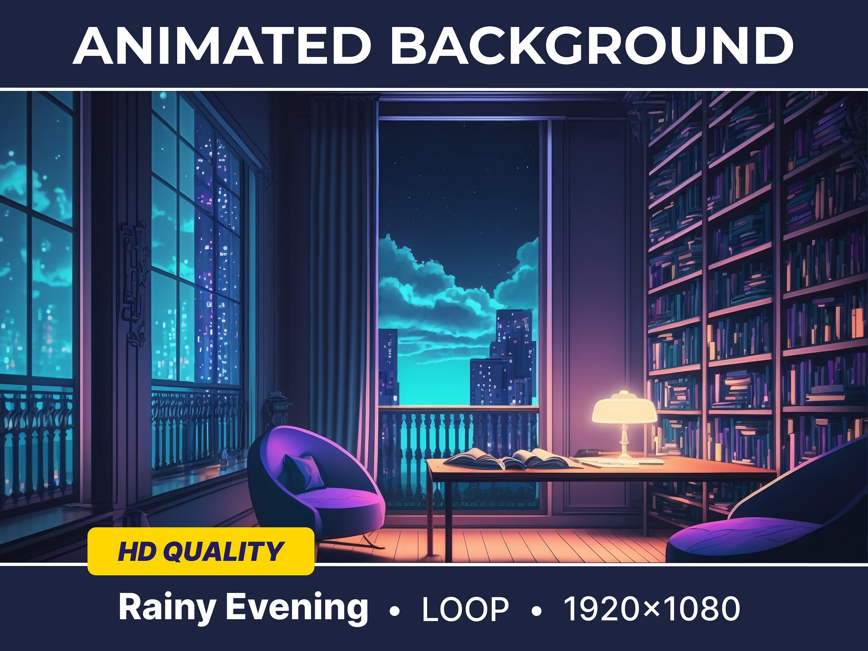 Animated Stream Screen Cozy Rainy Evening Looped Vtuber - Etsy