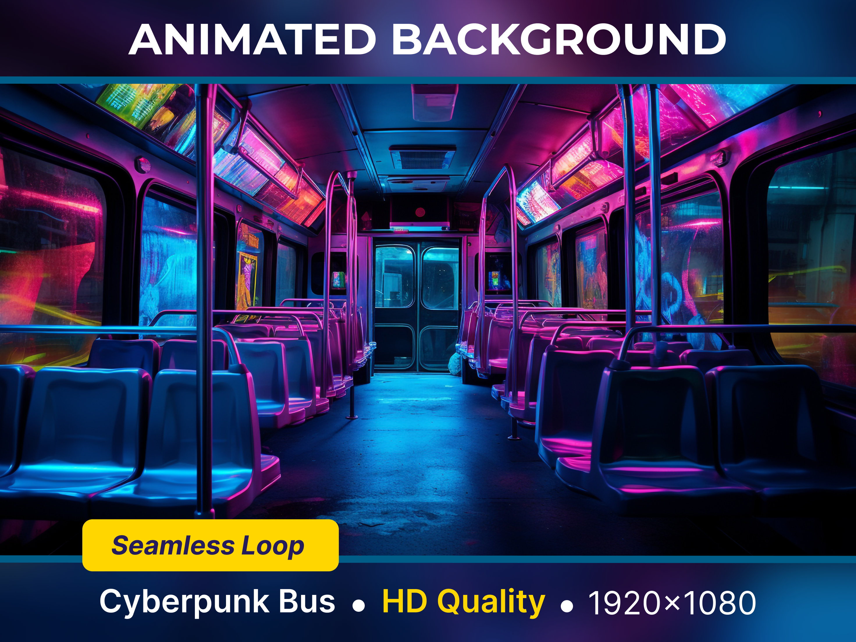 Animated Virtual Background Cyberpunk Bus Looped Vtuber - Etsy UK