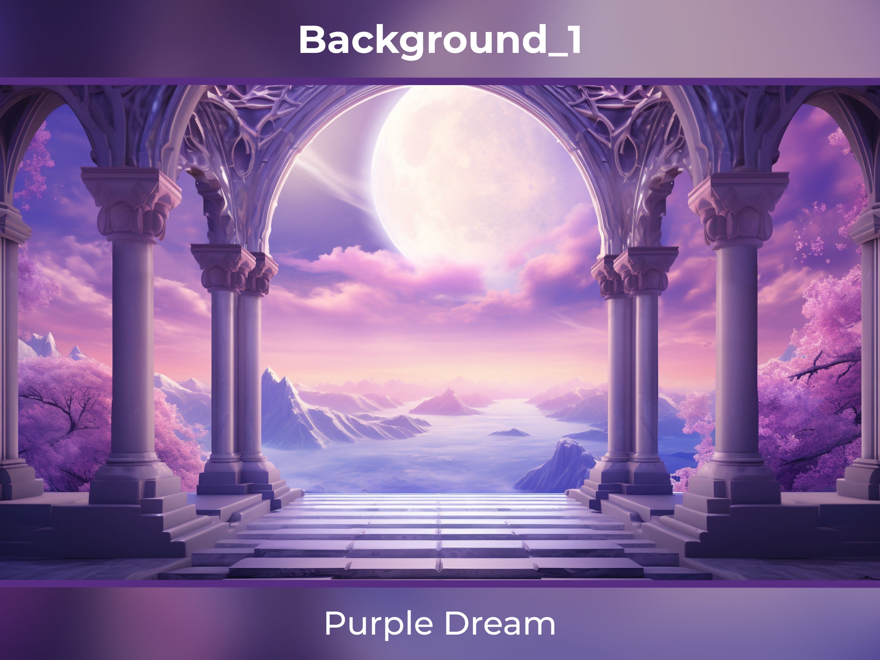 Animated Virtual Background Fantasy Purple Dream Vtuber Room - Etsy