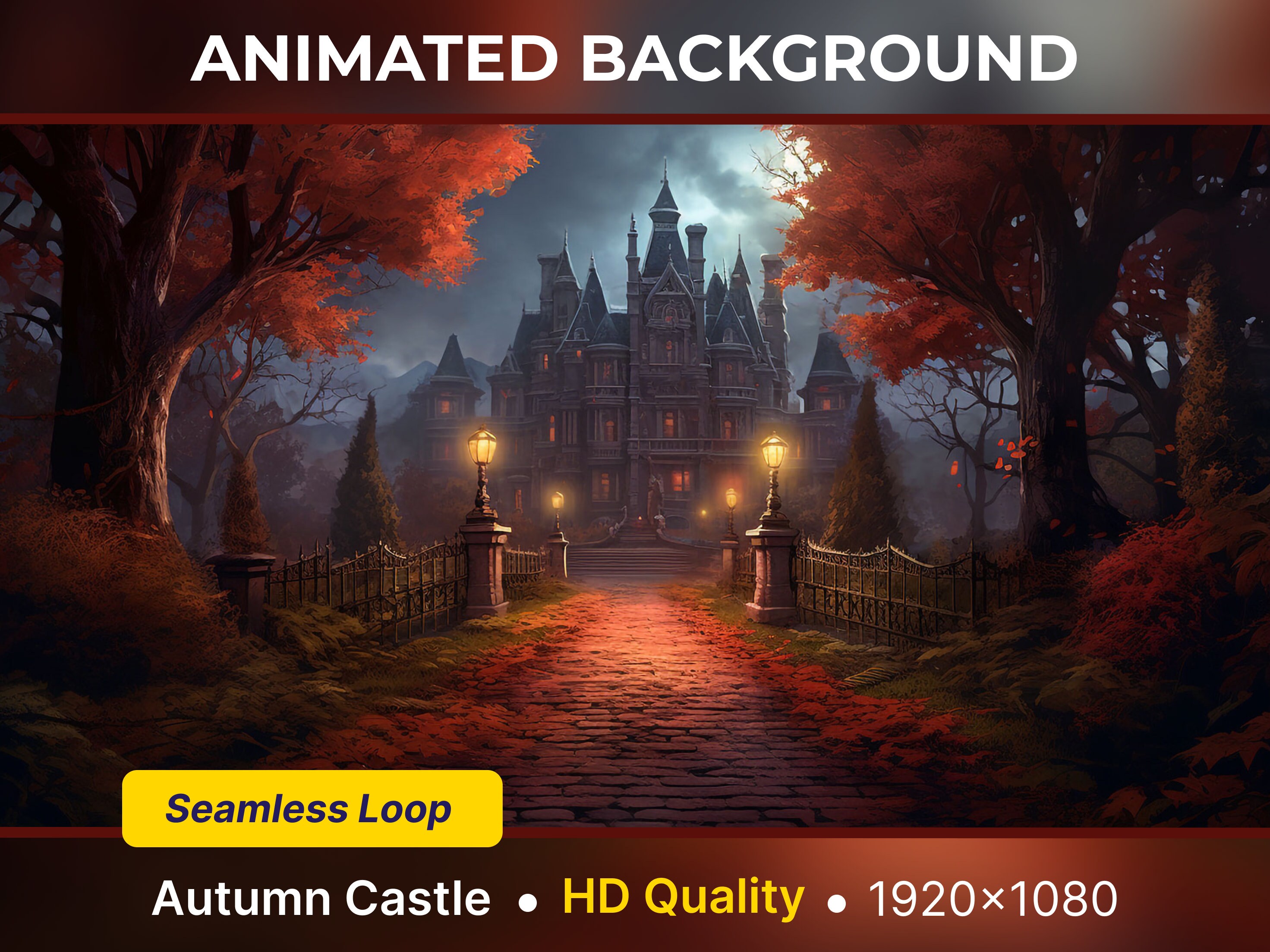 Animated Virtual Background Autumn Castle Looped Vtuber Background ...