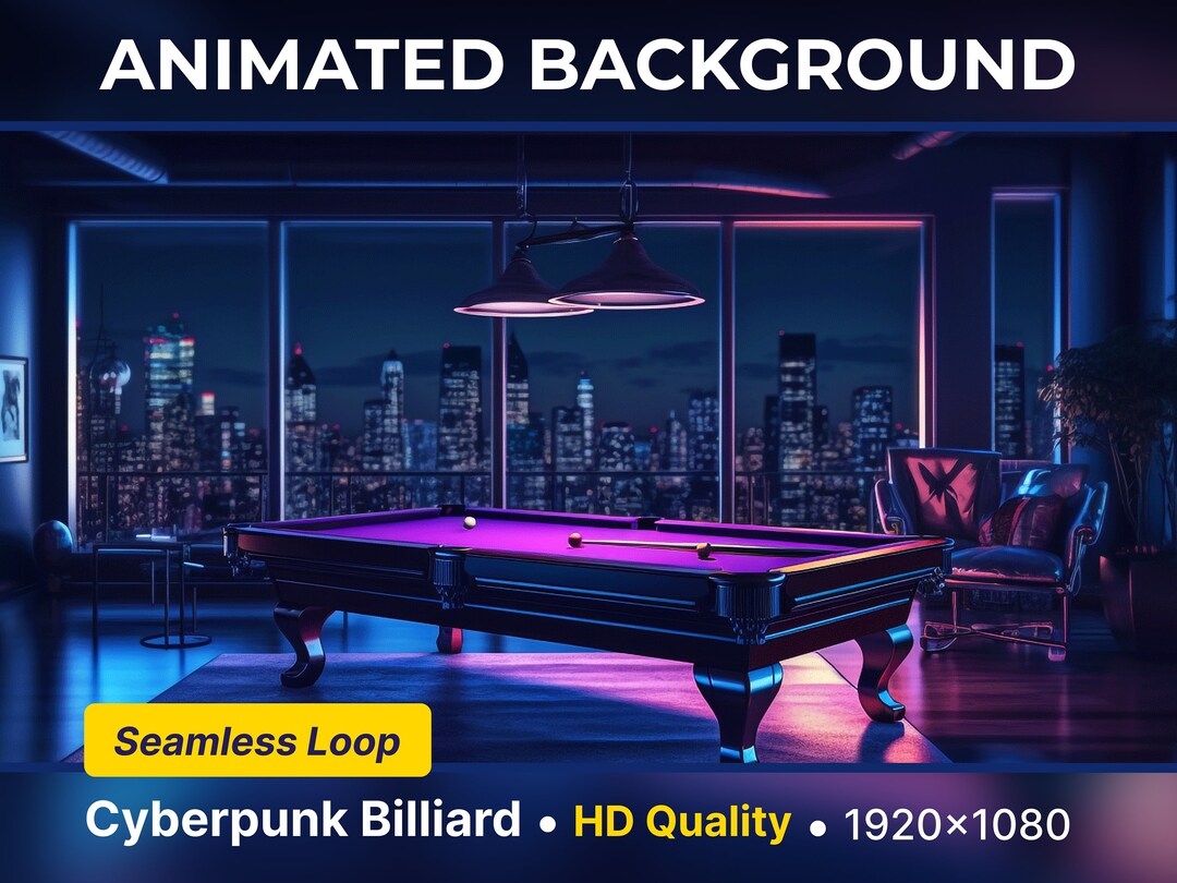 Animated Background Cyberpunk Billiard Room Vtuber Background Twitch ...