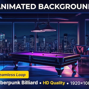 Animated Background Cyberpunk Billiard Room Vtuber Background Twitch ...